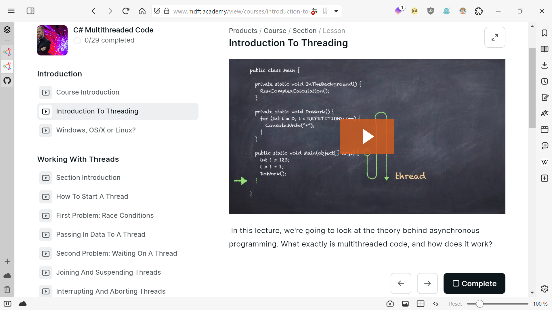 C# Multithreaded Code